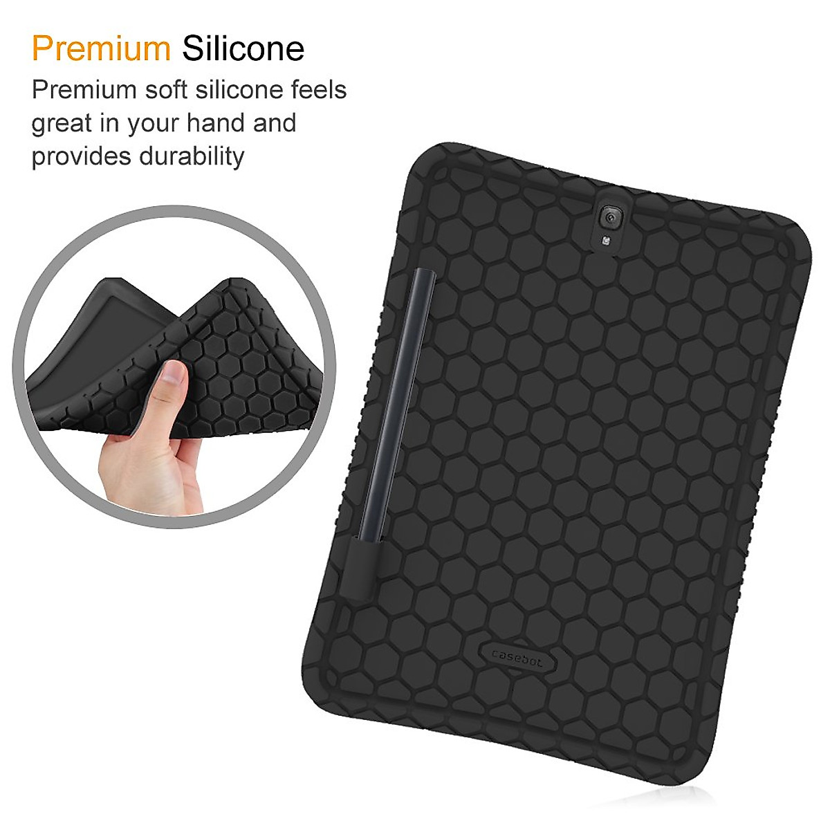 Fintie Silicone Case for Samsung Galaxy Tab S3 9.7, Light Weight Shock Proof Cover with S Pen Holder [Anti Slip] [Kids Friendly] for Tab S3 9.7 (SM-T820/T825/T827) 2017 Release, Black