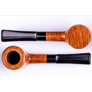 Wooden Tobacco Smoking Pipe, Self-Standing, Hand Carved of Briar Root, Metal cooling filter, Comes with Pouch, Boxed (Poker, Gold)