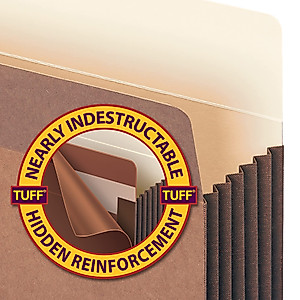 Smead TUFF® Pocket File Pocket, Straight-Cut Tab, 7" Expansion, Legal Size, Redrope, 5 per Box (74395)