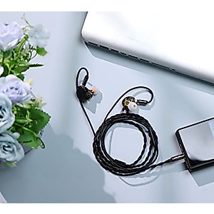 Linsoul Tripowin Zombur 4N High Purity OFC Oxygen Free Cable HiFi IEM Cable with Microphone, Cotton Yarn Outer Layer for Audiophile Replacement Cable (with MIC, 3.5, 2PIN)