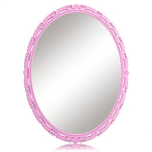 Magnetic Locker Mirror, Real Glass Small Mirrors for Locker with Magnetic Backing, for School Locker, Bathroom, Household Refrigerator, Locker Accessory, Workshop Toolbox or Office Cabinet(Pink)