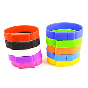 16GB Flash Drive 10 Pack Thumb Drives Value Bulk, Portable Multicoloured Wristband USB 2.0 Memory Sticks for Data Storage Festival Gift, Waterproof Bracelet Pendrive Jump Drive Zip Drive by FEBNISCTE