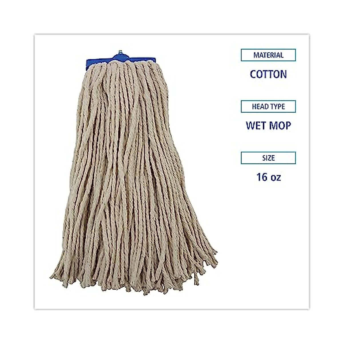 Boardwalk BWK716CCT 16 oz. Cut-End Lie-Flat Cotton Wet Mop Head - White (12/Carton)