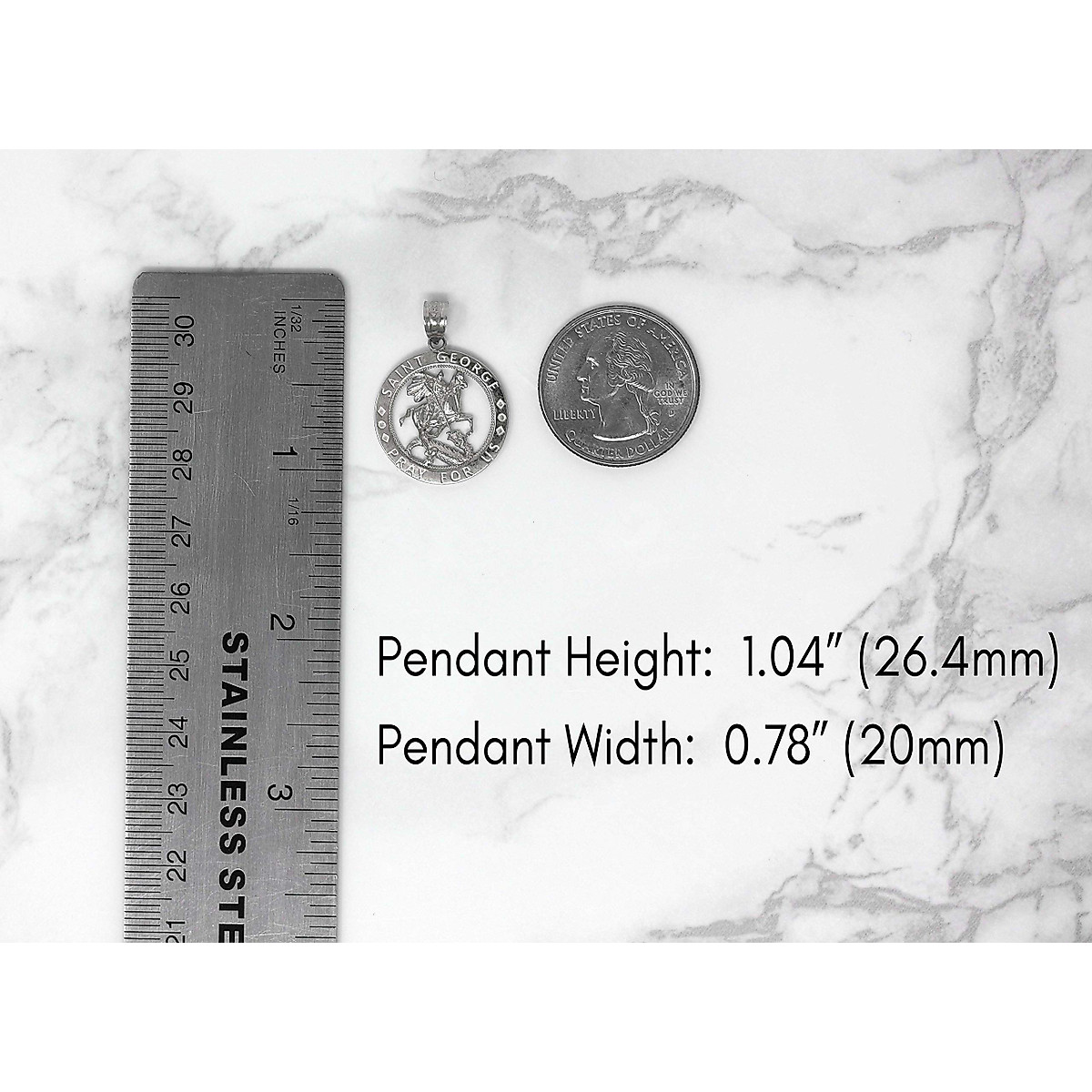 CaliRoseJewelry Sterling Silver Saint George Pray for Us Round Charm Pendant Necklace, 22"