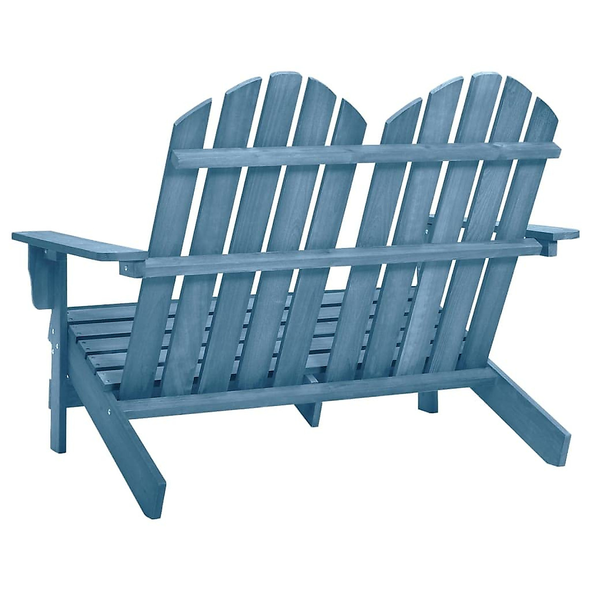 Tidyard 2-Seater Patio Adirondack Chair Solid Wood Fir Blue Outdoor Fire Pit Chair Wooden Garden Armchair for Porch Pool Lawn Deck Backyard Balcony Outdoor