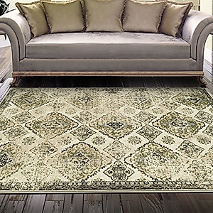 SUPERIOR Indoor Area Rug with Jute Backing, Traditional Design Carpet from Egypt for Bedroom, Living Room, Office, Dorm, Kitchen, Entryway, Mayfair Collection 4x6 Ivory