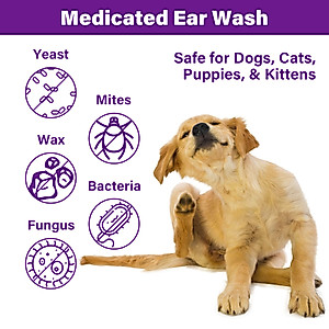 GJYC PET Ear Cleaner for Dogs and Cats,Dog Ear Infection Treatment for Itch Relief, Cleans The Ear Canal from Debris and Buildup Removes Wax, Odor with Aloe 2 Fl oz