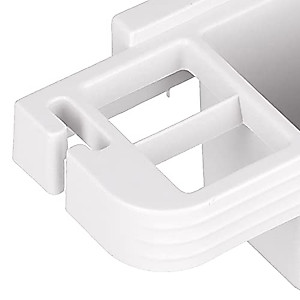 Adhesive Hair Dryer Holder, Wall Mounted No Drilling Plastic Bathroom Blow Drier Storage with Plug Hook, Hair Care Tools Organizer Basket with Cups for Curling Flat Straight Hot Iron(White)