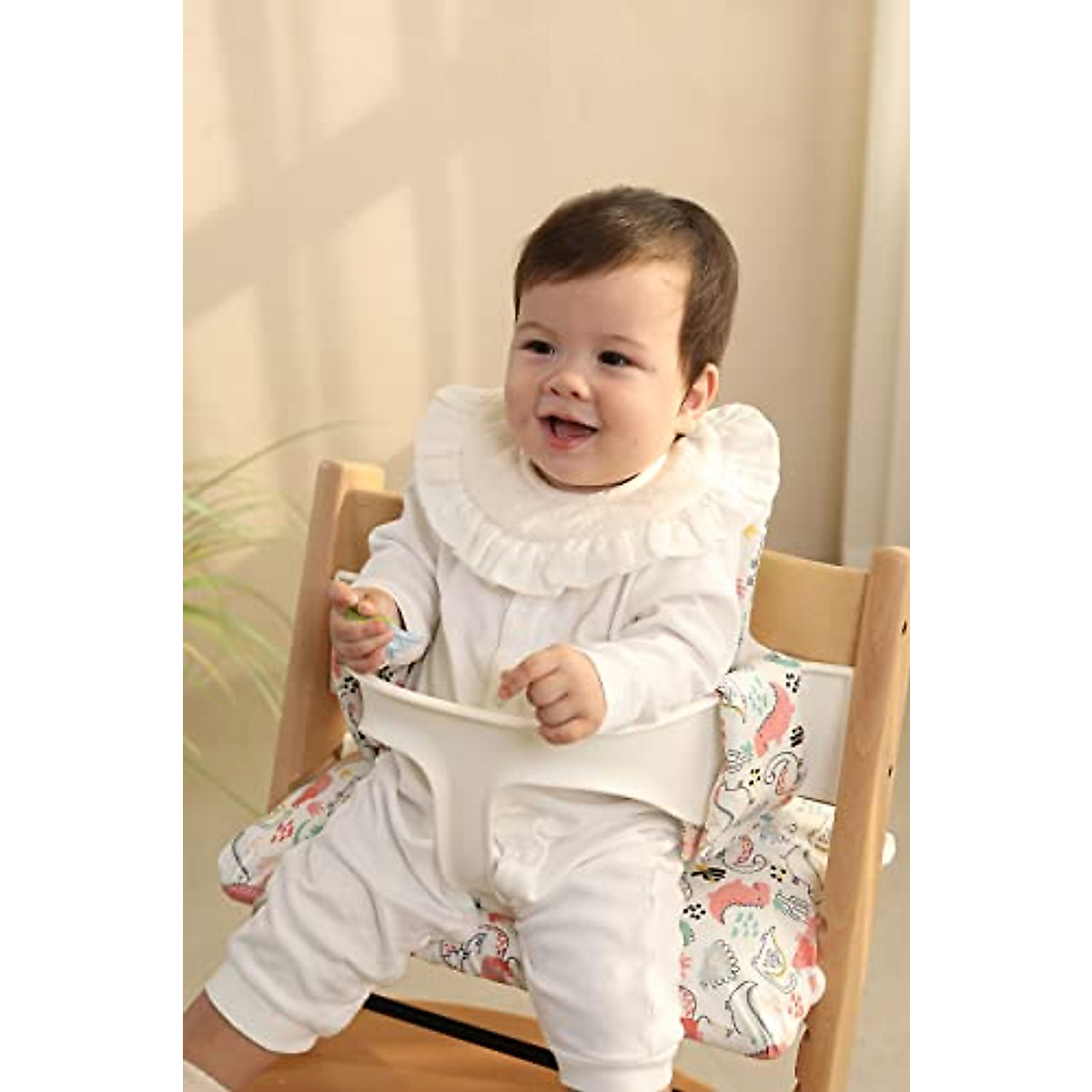 Gembebe Polyester Waterproof Cushion Set Compatible with Stokke Tripp Trapp High Chair (Dino Friends)