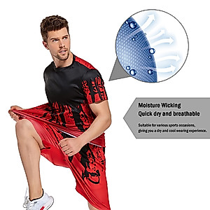 CenConel 4 Pack Men's T-Shirts Dry Fit Workout Athletic Running Gym Tee Shirts,Grey,Red,4XL