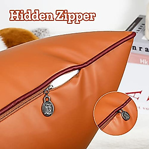 howdy deco 2 Pcs Waterproof Lumbar Pillow Covers 12x20 Inches of Silicone Leather Anti-Fading Rectangle Pillowcases Soft Durable for Outdoor Decoration Garden Terrace Canopy Balcony Sofa, Brown