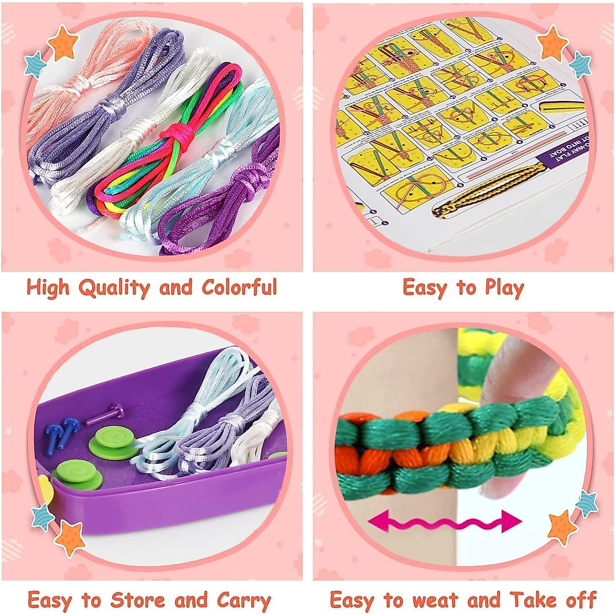 Simfunso Friendship Bracelet Making Kit, Toys for Girls Ages 7 8 9 10 11 12 Year Old, Present for Teen Girl, Arts and Crafts Kit for Kids Ages 8, Birthday Gift Toys for 8-12 Years Old