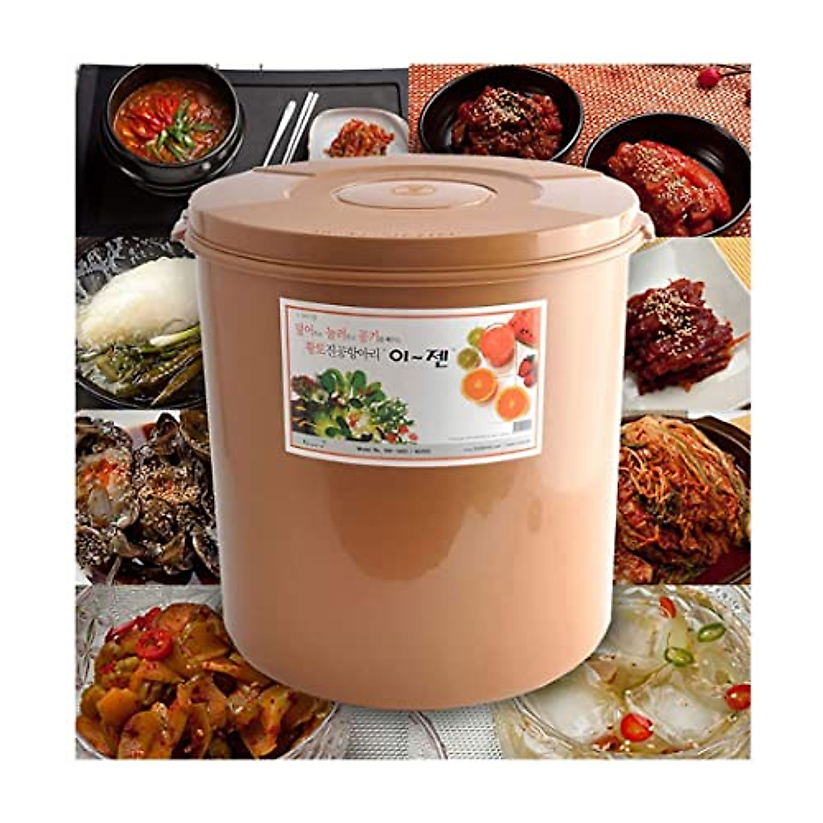 E-Jen Premium Kimchi, Sauerkraut Container Probiotic Fermentation with Inner Vacuum Lid Round (0.8 gal/ 3L)