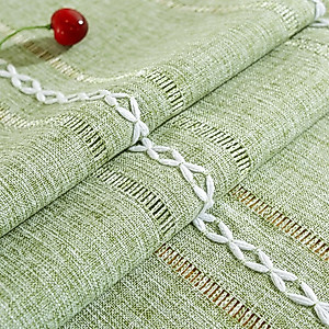 Laolitou Rustic Table Runner with Tassels, Cotton Linen Table Decoration for Christmas Holiday Party, Farmhouse Table Runners, Wedding and Dining Decorations, 72 Inches, Sage Green