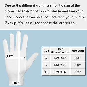 ENPOINT 5 Pairs Archival Photo Gloves, White Medium Work Gloves For Handling Art Working Photography Men & Womens Cloth Gloves Liners Bulk for Handling Jewelry, Film, Photo, Coin Metal Inspection