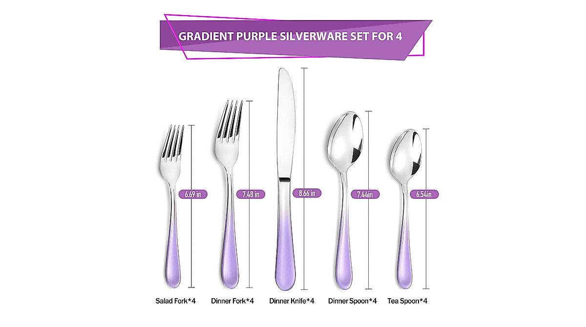 Gradient Purple Silverware Set for 4 | Stainless Steel Flatware Buy Now
