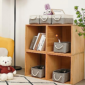 Storage Basket for Shelves Closets Pet toy Baby Toy, Collapsible Fabric Storage Bin for Laundry, Nursery(2pcs/Small 11.8Lx7.8Wx5.9H, Grey)