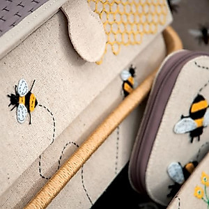 Hobby Gift Sewing Basket – 11.5 x 8.25 x 9 Novelty Sewing Box with Removeable Tray, Craft Storage & Hobby Organiser for Sewing Supplies – Bee