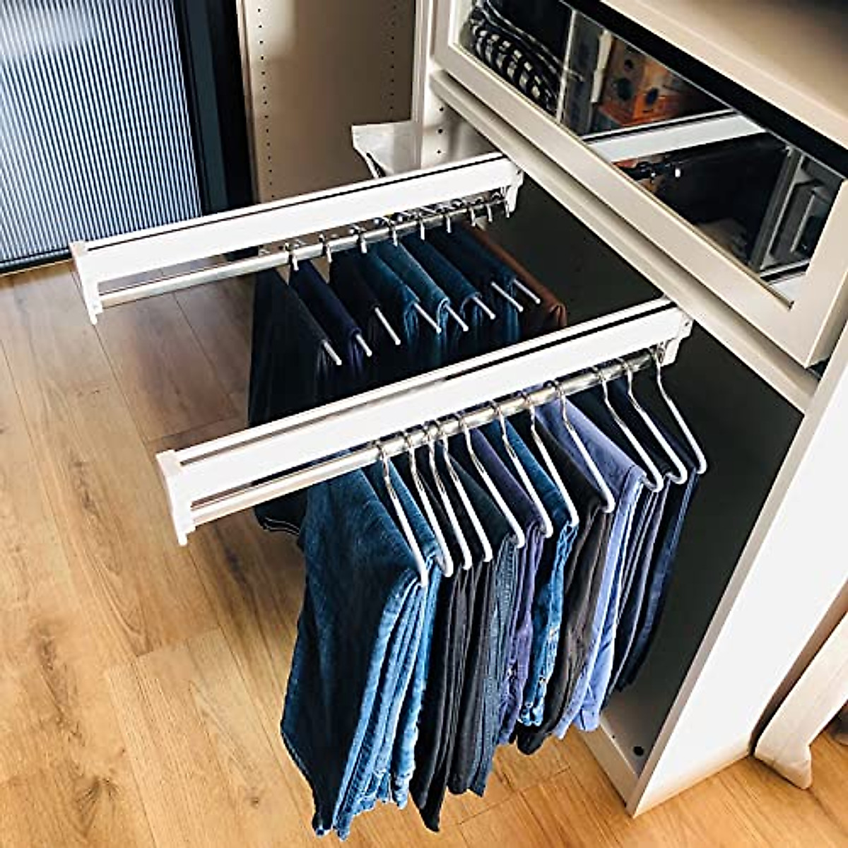 VEITEOX FTY Closet Valet Rod Slide Out, Top Mount Pull Out Closet Rod, Wardrobe Rail for Hanging Clothes Closet Organizer Retractable Rack (Size Name : 23.3"/59.2cm)
