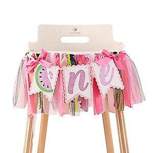 Watermelon High Chair Banner - One in A Melon Watermelon Theme,Pink Watermelon,Watermelon Party Decorations,Smash Cake Photo Prop Backdrop,Girls Firs,Summer Fruit Theme Watermelon First Birthday Party Decorations