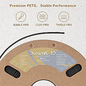 DURAMIC 3D PETG Filament 1.75mm Black, 3D Printing Filament 1kg Spool(2.2lbs), Black Filament 1.75mm Dimensional Accuracy +/- 0.05 mm Non-Tangling Non-Clogging Non-Stringing