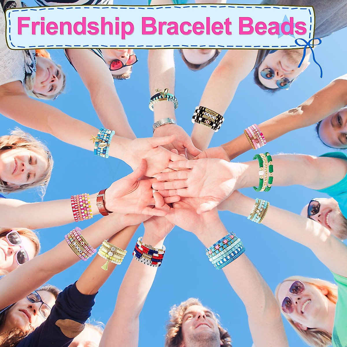 JMUQ 28 Strands Clay Beads Bracelet Making Kit, 28 Colors Friendship Preppy Flat Polymer Clay Heishi Beads for Bracelets Jewelry Making Kit, DIY Arts and Crafts Gifts