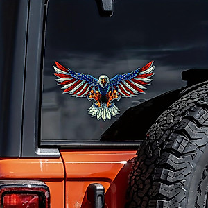 gunhunt Pack-1 Car Reflective Warning Stickers, 11.8In x 5.1In American Flag Eagle Decorative Decal, Self-Adhesive Body Bumper Sticker, Suitable for Most Cars SUVs Trucks (Multicolored)
