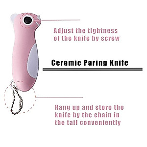 COLLMORE Ceramic Paring Knife - Small Folding Pocket Knife with 2.3in Sharp Blade - 1.3oz Mini Cute Portable Fruit Knife for Travel, Camping, Kitchen, Women, Men(Pink)