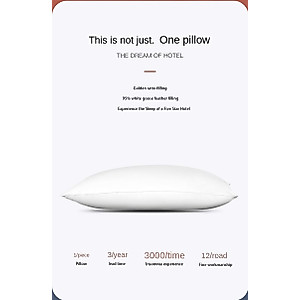 Luxury Sleep Goose Down Feather Pillow, Five-Star Hotel Goose Down Pillow, Cotton Neck Protection and Sleep aid Pillow core, 95% Goose Down content, 1 Pack