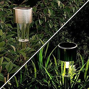 Pure Garden 50-LG1067 Path Lights-12.2” Stainless Steel Outdoor Stake Garden, Landscape, Patio, Driveway, Walkway 12.2" Solar Pathway Lights-Set of 12, Silver