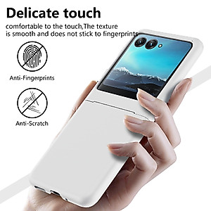 Yuanjing for Moto Razr 40 Ultra case (Screen Protector Included) Thin Hard PC Phone case for Moto Razr 40+ (White)