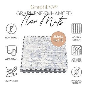 Famokids - Baby Play Mat, Tummy Time Mat, Soft & Comfortable Foam Play Mat for Baby, Interlocking Foam Mat, Non-Toxic & Waterproof Mat, Small, 4 x 4 ft, Moonstone (Grey)