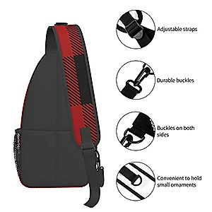 Sling Backpack Travel Hiking Daypack Lumberjack-Red-Plaid Rope Crossbody Shoulder Bag