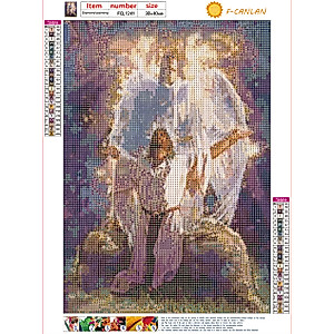 F-CANLAN Round Full Drill Diamond Painting Kit, 5D DIY Jesus Comes Paint with Diamonds Angel Jesus Diamond Dots Arts Crafts Set for Adult Beginner God Jesus Diamond Painting Room Decor (12X16 inches)