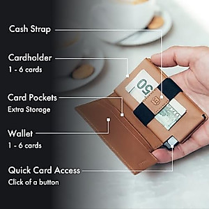 Ekster Parliament Men's Wallet | RFID Blocking Leather Minimalist Wallet | Slim Wallet for Men - Designed for Quick Card Access with Push Button (Roma Cognac)