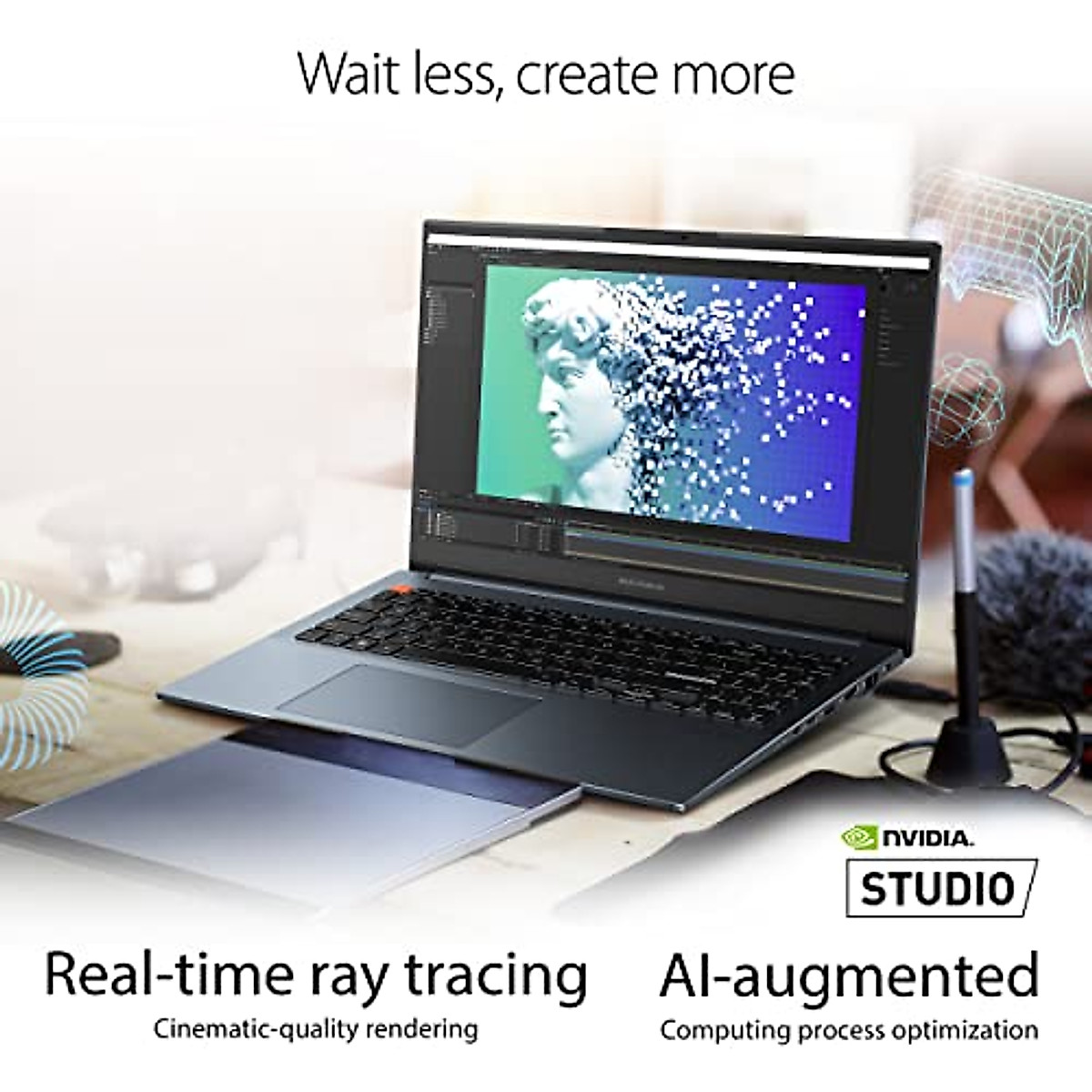 ASUS VivoBook Pro 16 Laptop, 16” 16:10 Display, Intel Core i7-12650H CPU, NVIDIA® GeForce RTX 3050 Ti GPU, 16GB RAM, 1TB SSD, Windows 11 Home, Quiet Blue, K6602ZE-DB76