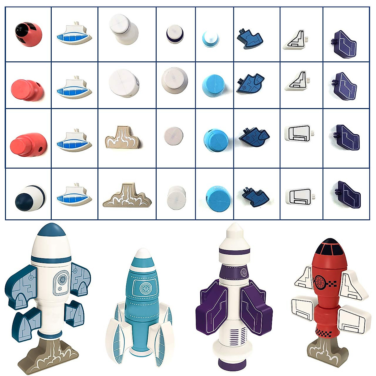 Gifts2U Magnetic Rockets Toy, Magnetic Blocks Stacking Robots for Kids Construction Learning with Storage Box,STEM Educational DIY Puzzle Playset Gift for Boys Girls Toddlers Ages 3 4 5 6