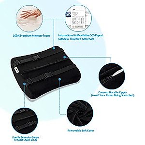 SAIREIDER Seat Cushion and Lumbar Support Pillow for Office Chair, Memory Foam Car Seat Chair Cushions Back Support Pillows, Help Relieve Pain of Back, Lumbar, Tailbone and Sciatic Nerve（Black）