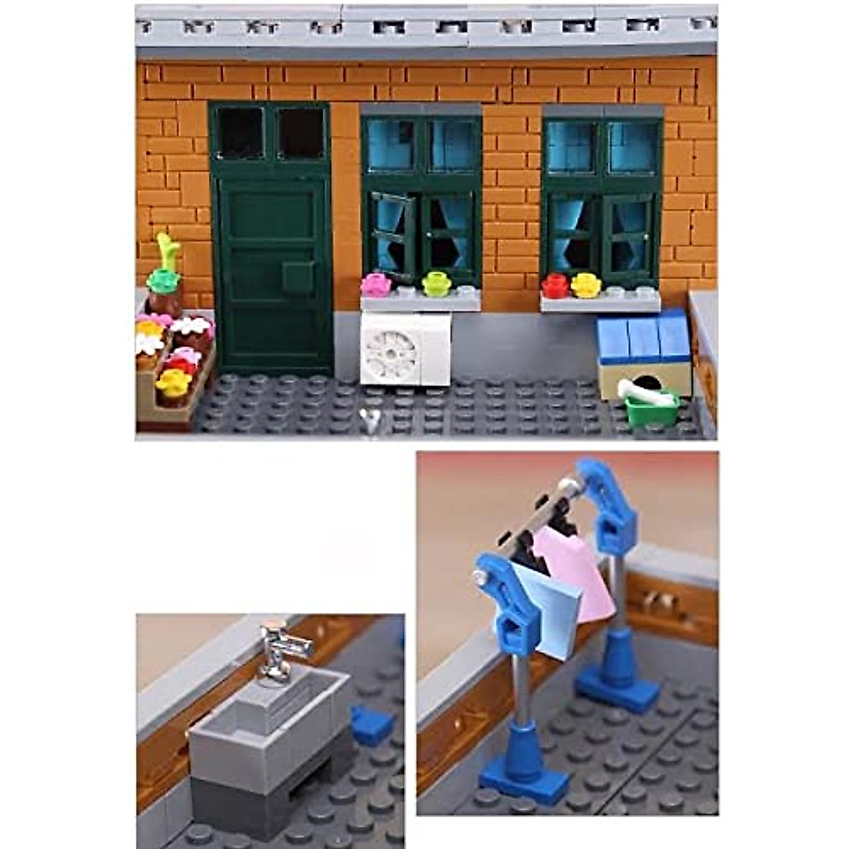 General Jim's Urban Village City Series Street View 3 Story 2706 Modular Building Block Bricks Architectural Building Model or MOC Block Playset with Accessories Shown for Teens and Adults