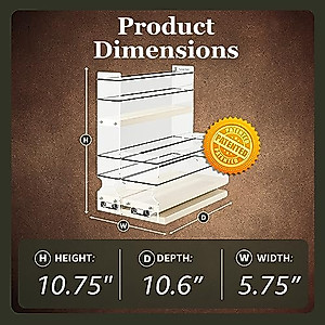 Vertical Spice - 23x2x11 DC - Spice Rack and Storage Organizer Drawer - Cabinet Mounted - Size: 5.75" Width x 10.75" Height x 10.6" Depth - Made In USA