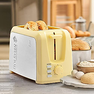 Holstein Housewares - 2-Slice Toaster with 7 Browning Control Settings, Yellow/Stainless Steel - Great to Toast Bread, Bagels and Waffles
