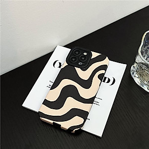 Yebowe Compatible with iPhone 13 Mini Case Cute Zebra Stripes Pattern for Women Girls Wave Aesthetic Elegant Soft Silicone Protective Case Cover for iPhone 13 Mini, Beige
