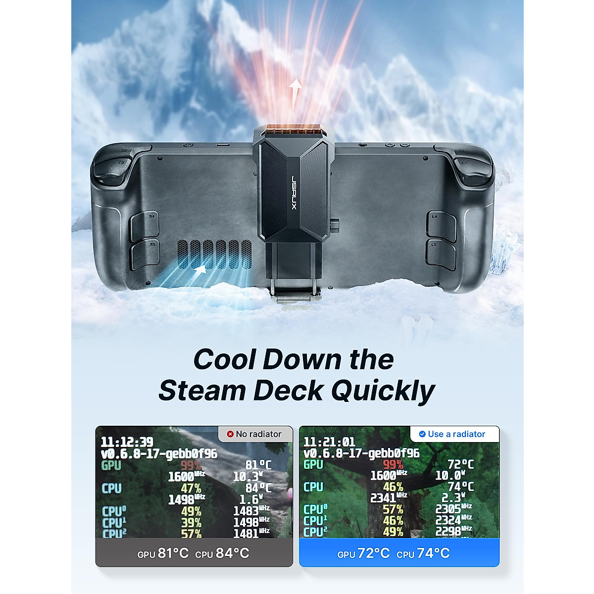 JSAUX Cooling Fan for Steam Deck, Innovative Cooler with Stand Compatible for Steam Deck OLED-GP0201