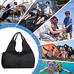 Sports Gym Bag for Women Mens, Crincy Black Weekender Overnight Travel Bag for Women fit 13.3 IN Laptop, Waterproof Tote Duffel Bag with Shoes Compartment and Wet Pocket for Plane, Yoga, Swimming.