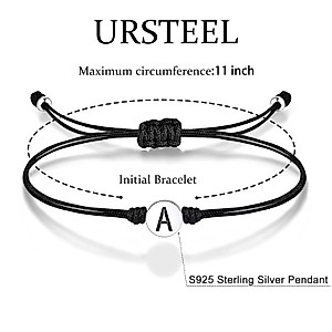 Ursteel Initial Bracelets for Women, S925 Sterling Silver Pendant Matching Bracelets for Couples Letter C Initial Bracelets for Women Teen Girls Couples Bracelets Valentines Gifts for Girlfriend Wife