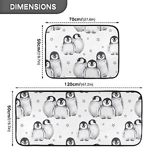 Cute Baby Penguins Kitchen Mat Set of 2 Anti-Fatigue Kitchen Rug Set Washable Non Slip Cushioned Foam Kitchen Runner Rugs and Mats Comfort Standing Mat for Floor Home Decor Doormat