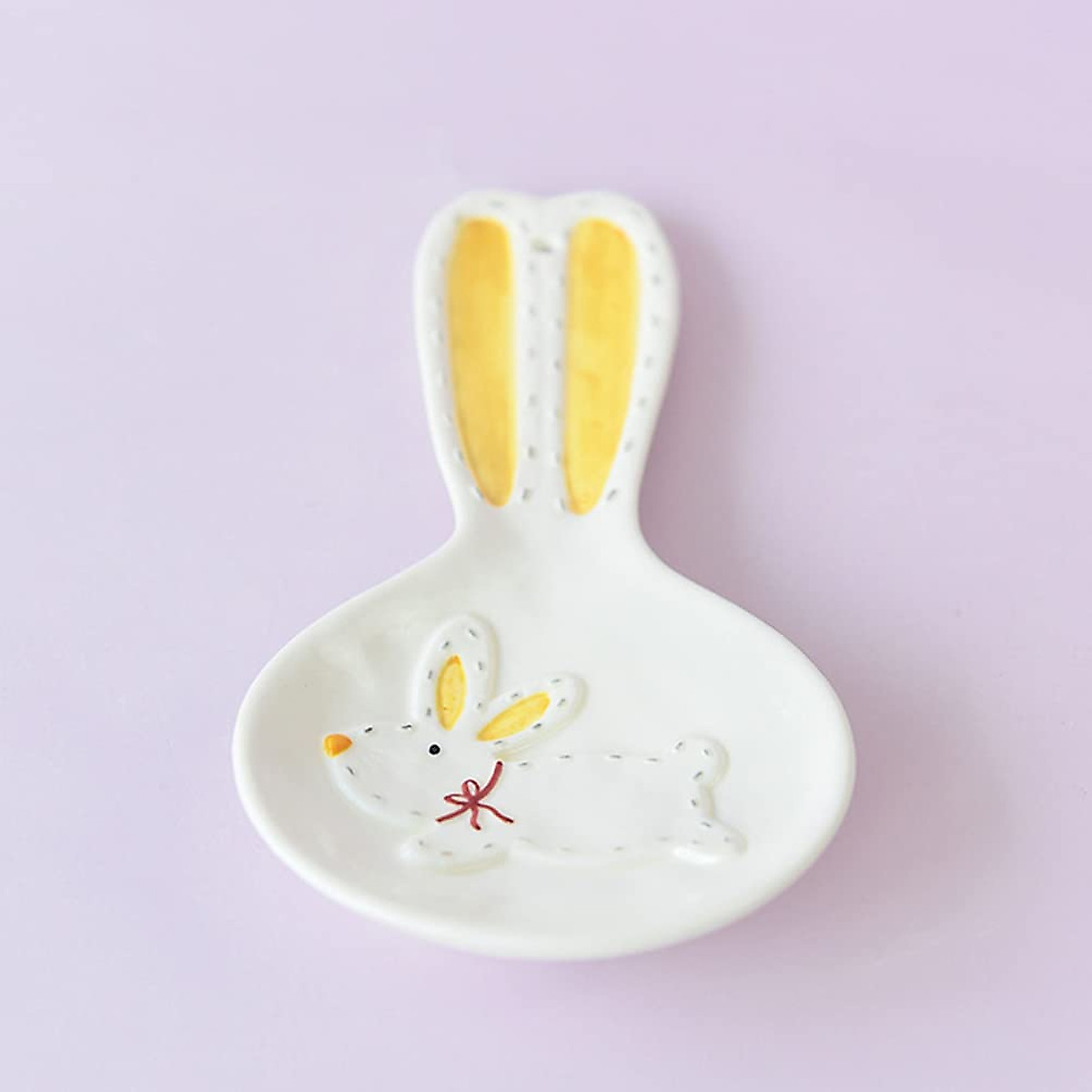 DOITOOL Spoon Storage Rack Rabbit Spoon Rests Spoon Rests Bunny Ear Kitchen Utensil Holder Ceramic Spoon Rack Multifunction Dessert Plate Food Serving Dish Sauce Dipping Plate Seasoning Dish