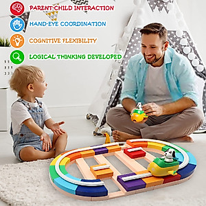 OPERMA Race Track Slot Car Racing Track with Electric Cars for Boys Kids, 54Pcs Toy Race Car Set Colorful Preschool Speedway Track Building Blocks for Toddlers Child 3-7 Years Birthday