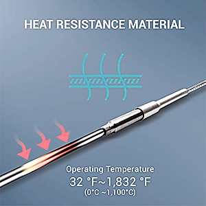 PerfectPrime TL1913SL K-Type Inconel 600 Flexible Thermocouple Temperature Sensor Probes -40~2012°F, 1mm / 150mm