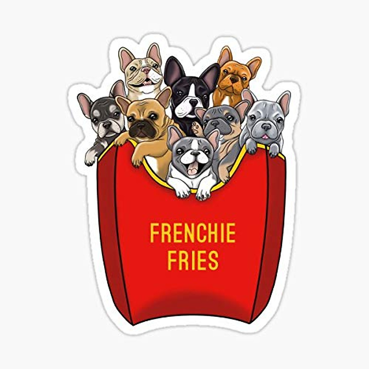 French Bulldog Frenchie Fries Sticker - Sticker Graphic - Waterproof - Fade Resistant Die Cut